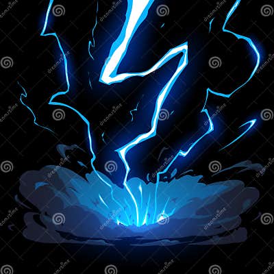Blue Lightning Hit Effect on Black Background Stock Vector ...