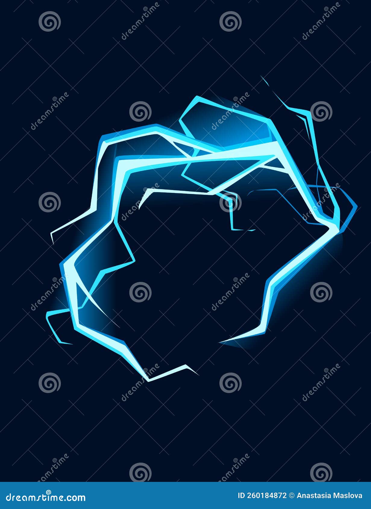 Blue Lightning Hit Effect Cartoon Style Design Vector Illustration on ...