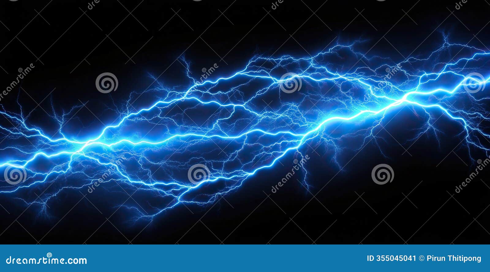 Electrifying Glow: Blue Lightning Overlay on Black Background ...