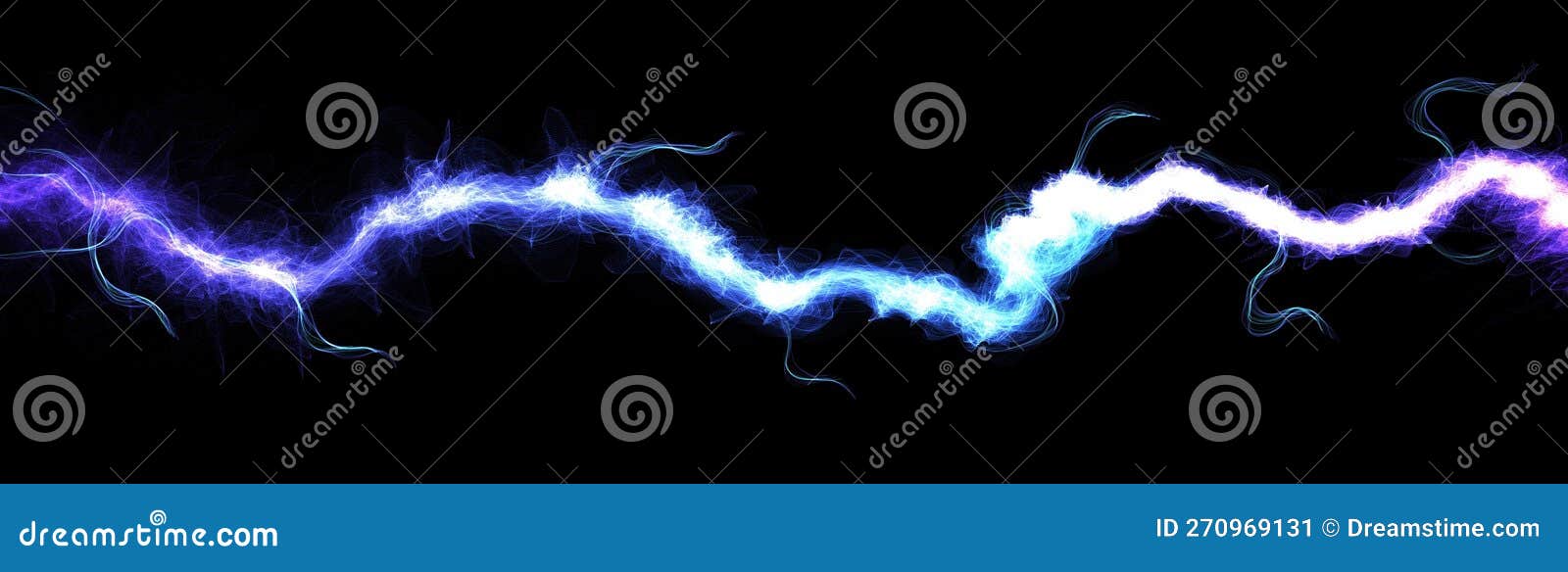 Blue Lightning, Power Energy Charge, Black Abstract Background. Blitz ...