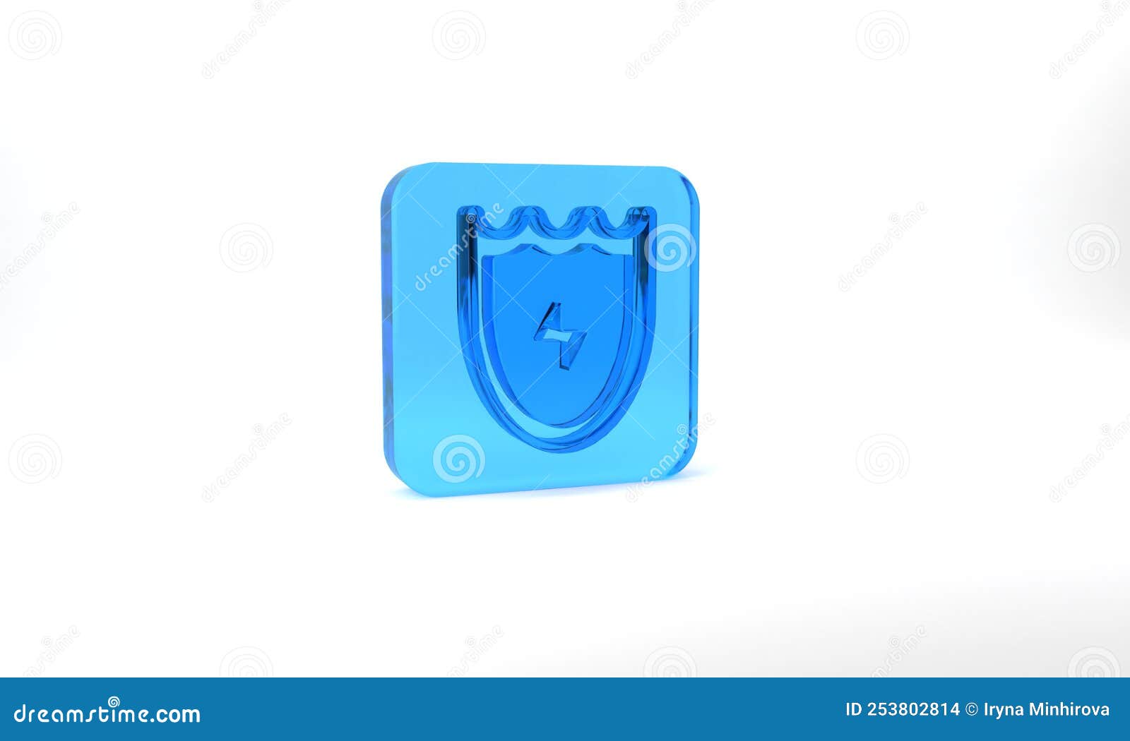 Blue Lightning and Shield Icon Isolated on Grey Background. High ...