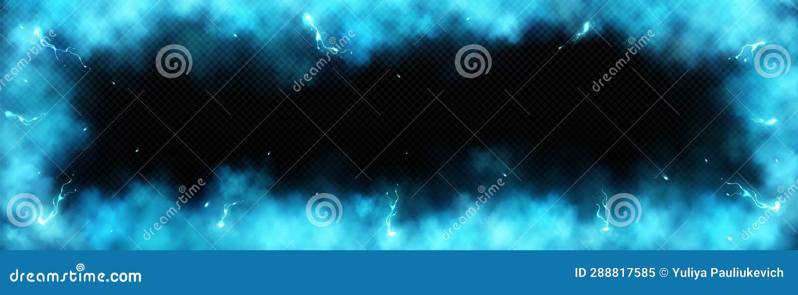 Blue Lightning and Smoke Effect Frame Background Stock Vector ...