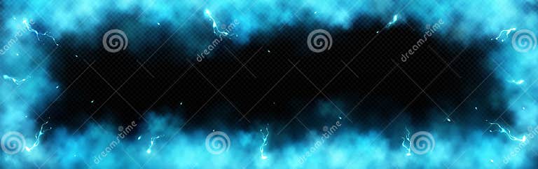 Blue Lightning and Smoke Effect Frame Background Stock Vector ...