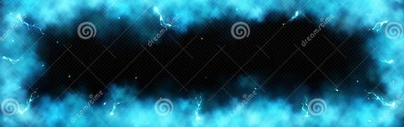 Blue Lightning and Smoke Effect Frame Background Stock Photo - Image of ...