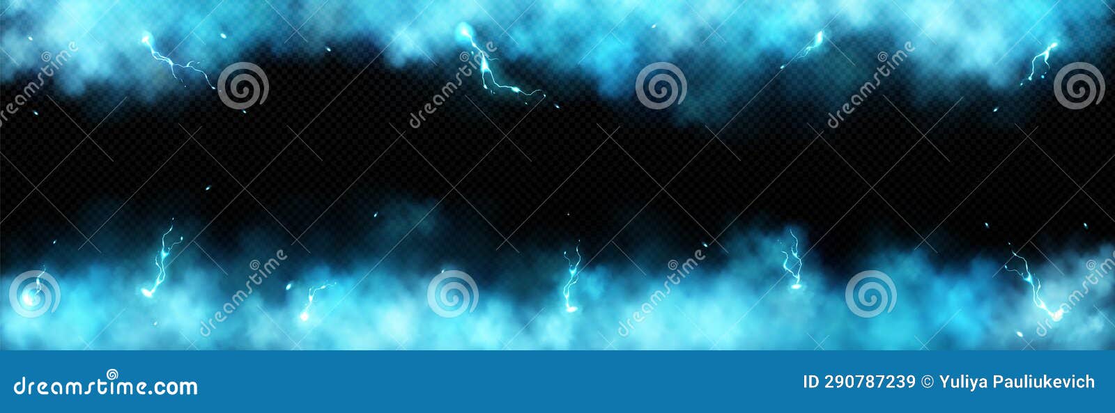 Blue Lightning and Smoke Effect Frame Background Stock Vector ...