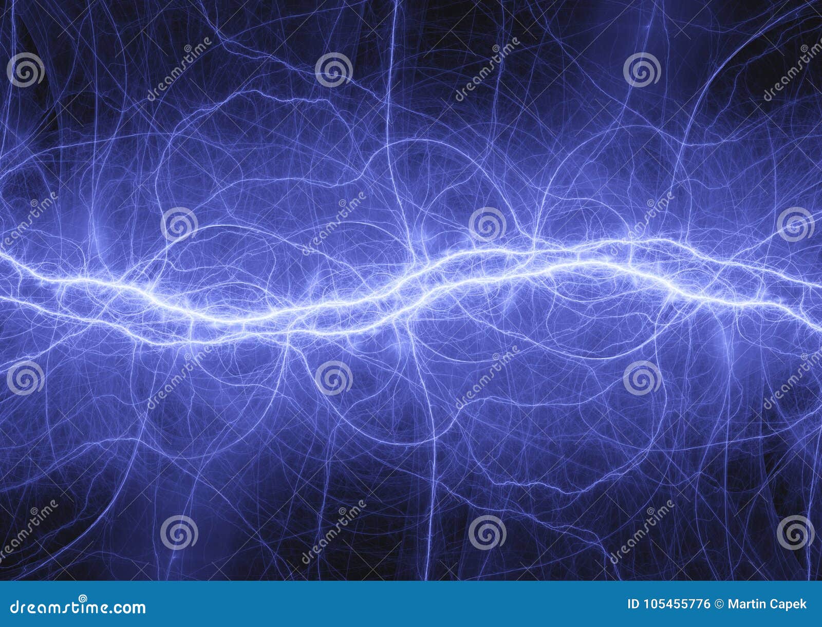 Blue Lightning or Sound Waves Visualization Stock Illustration ...