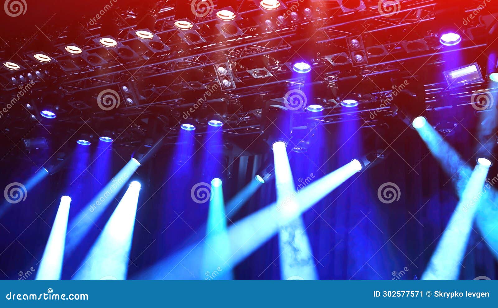 Blue Lightning from the Spotlights during the Show Stock Image - Image ...