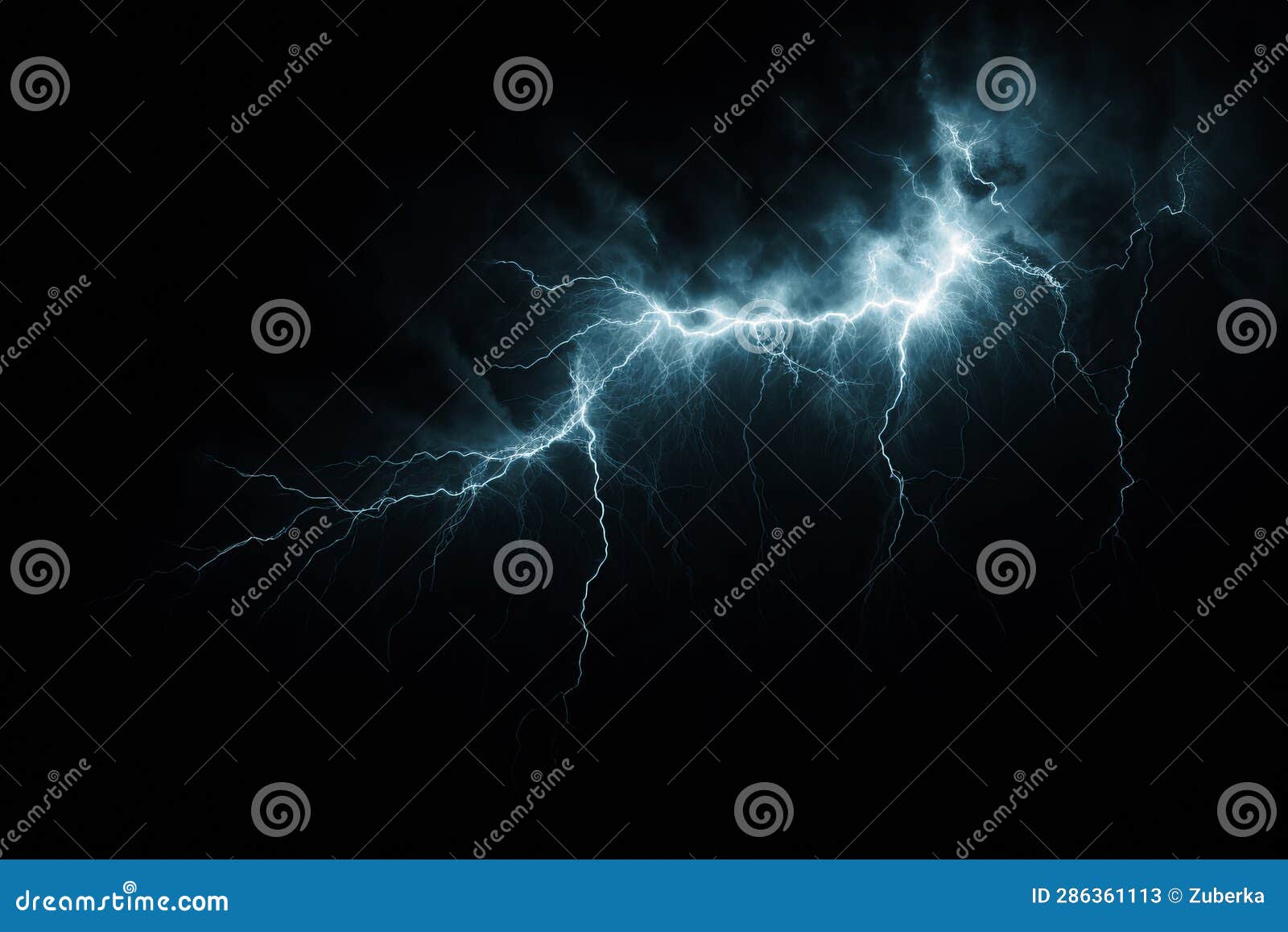 Lightning Strike on Black Sky Stock Illustration - Illustration of idea ...