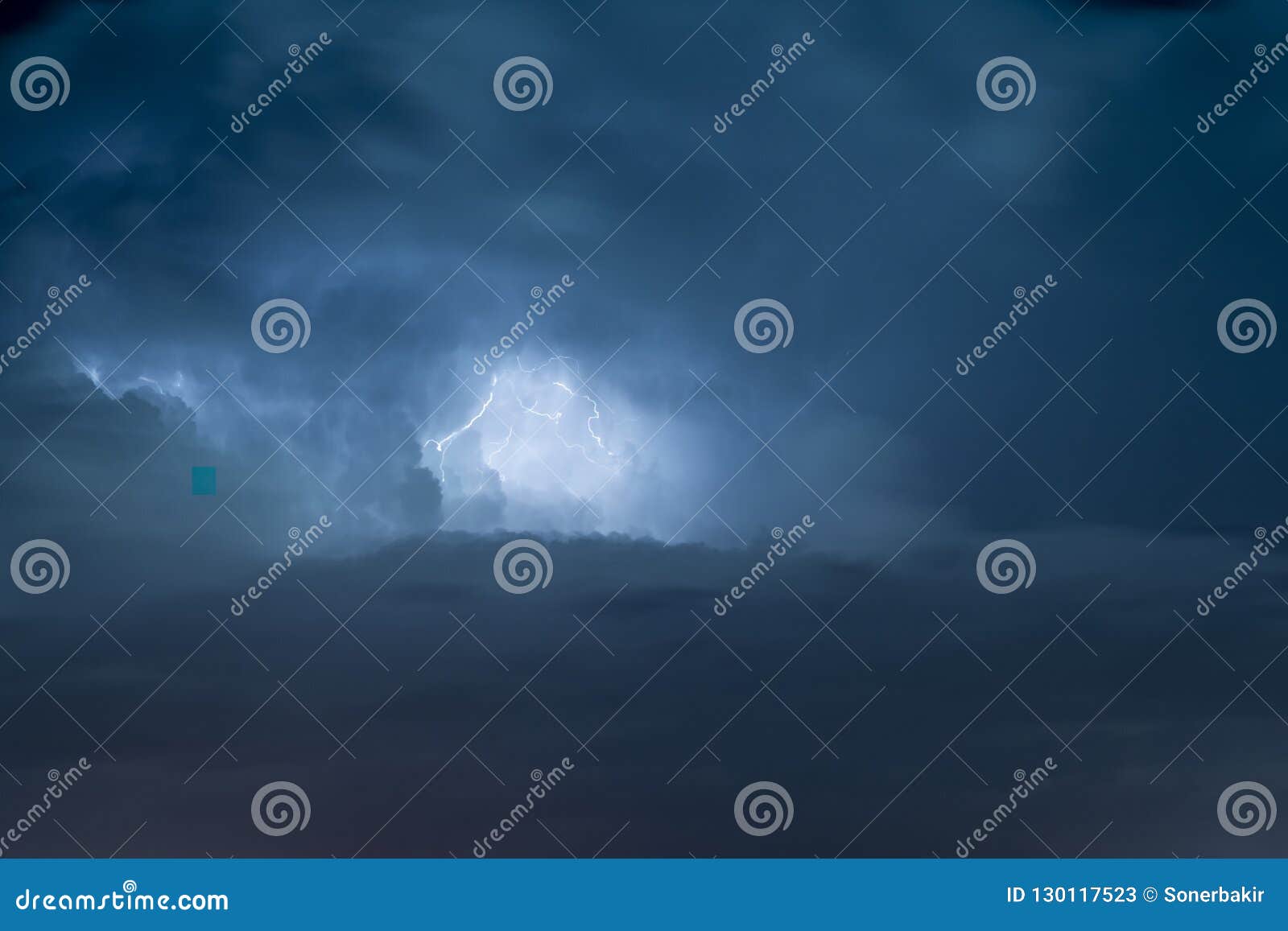 Blue Lightning Strike Surrounded by Storm Clouds Stock Image - Image of ...