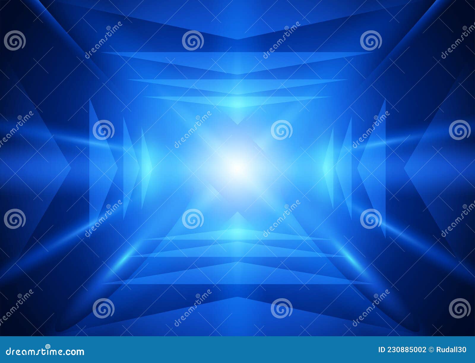 Blue Lights and Arrow Signs Moving Towards a Single Point of Light ...