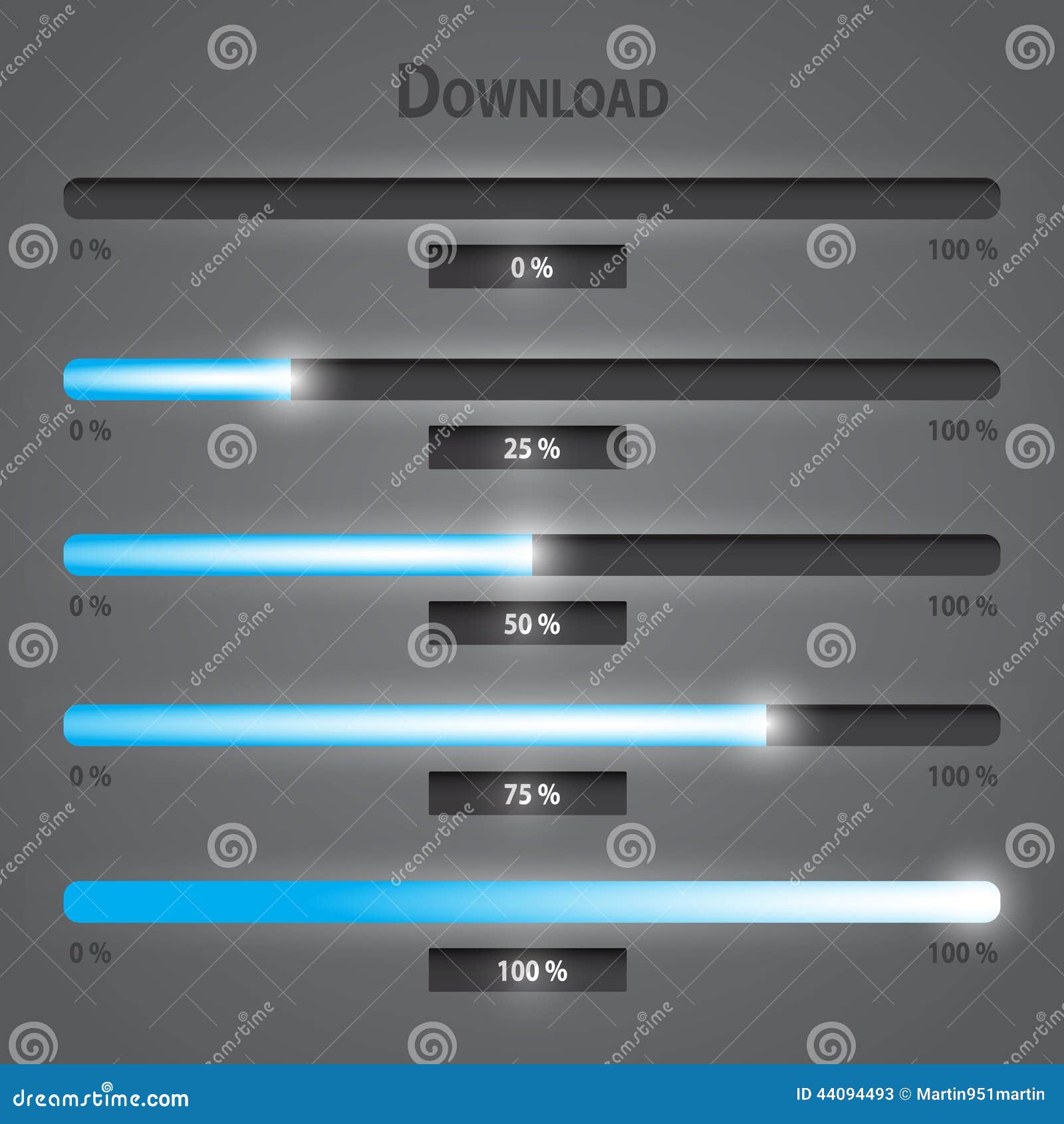 Blue Lights Internet Download Bars Set Stock Vector - Illustration of ...