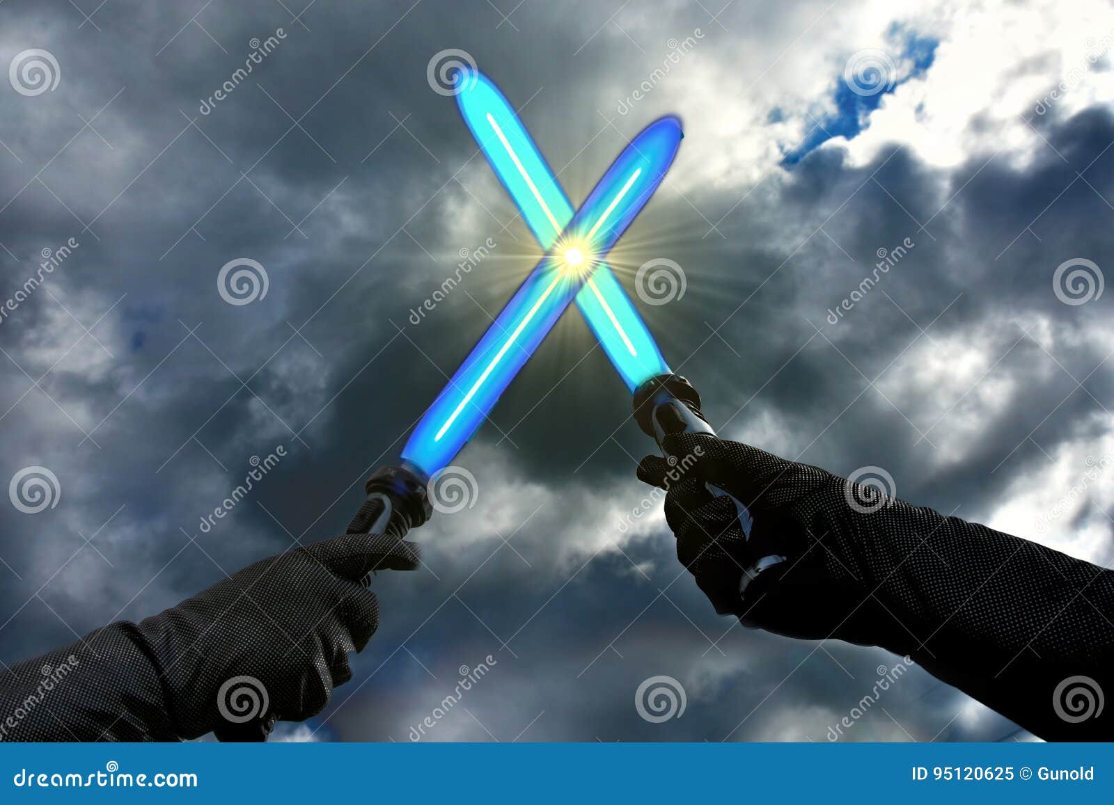 Blue lightsabers stock image. Image of blue, fighting - 95120625