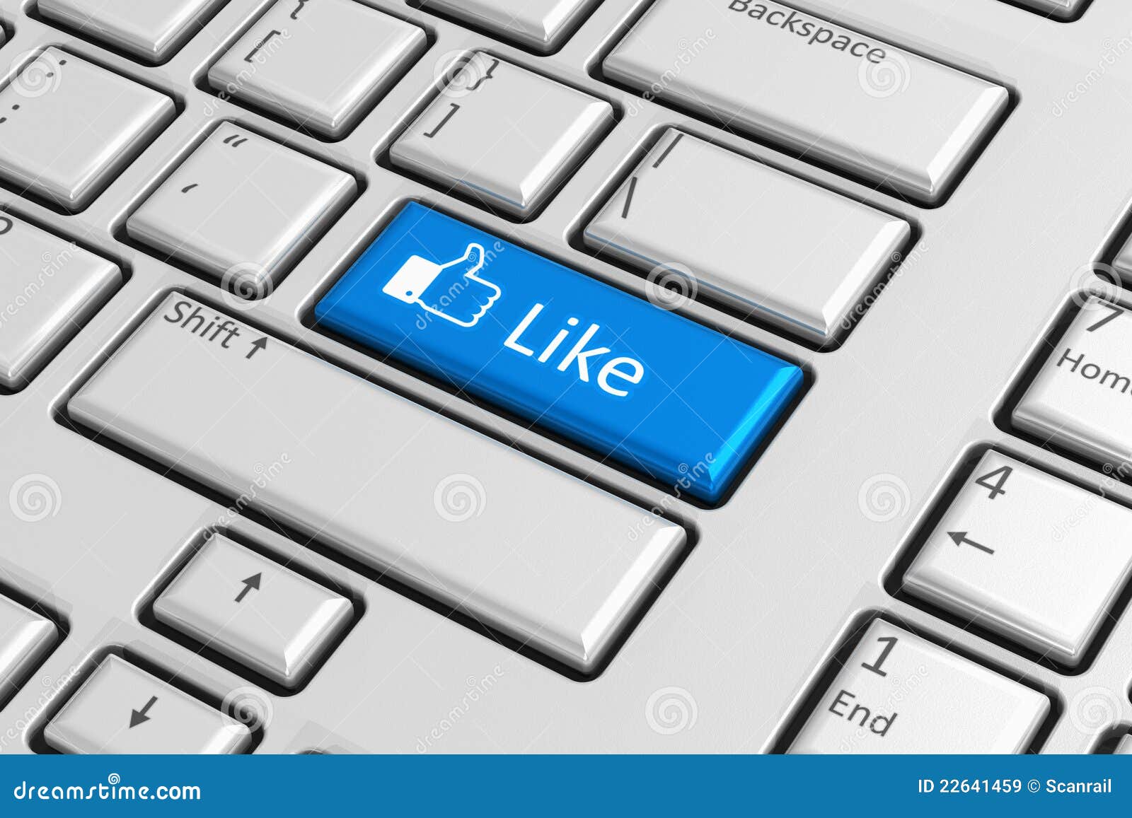 Blue Like Button on Keyboard Stock Illustration - Illustration of blue ...