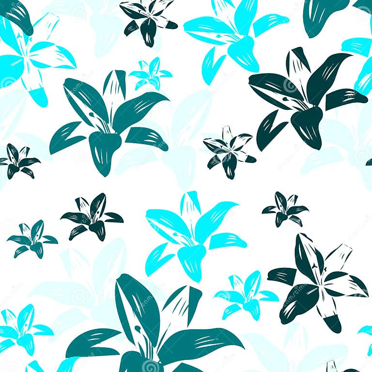 Blue lilies stock vector. Illustration of spring, lilies - 71908686