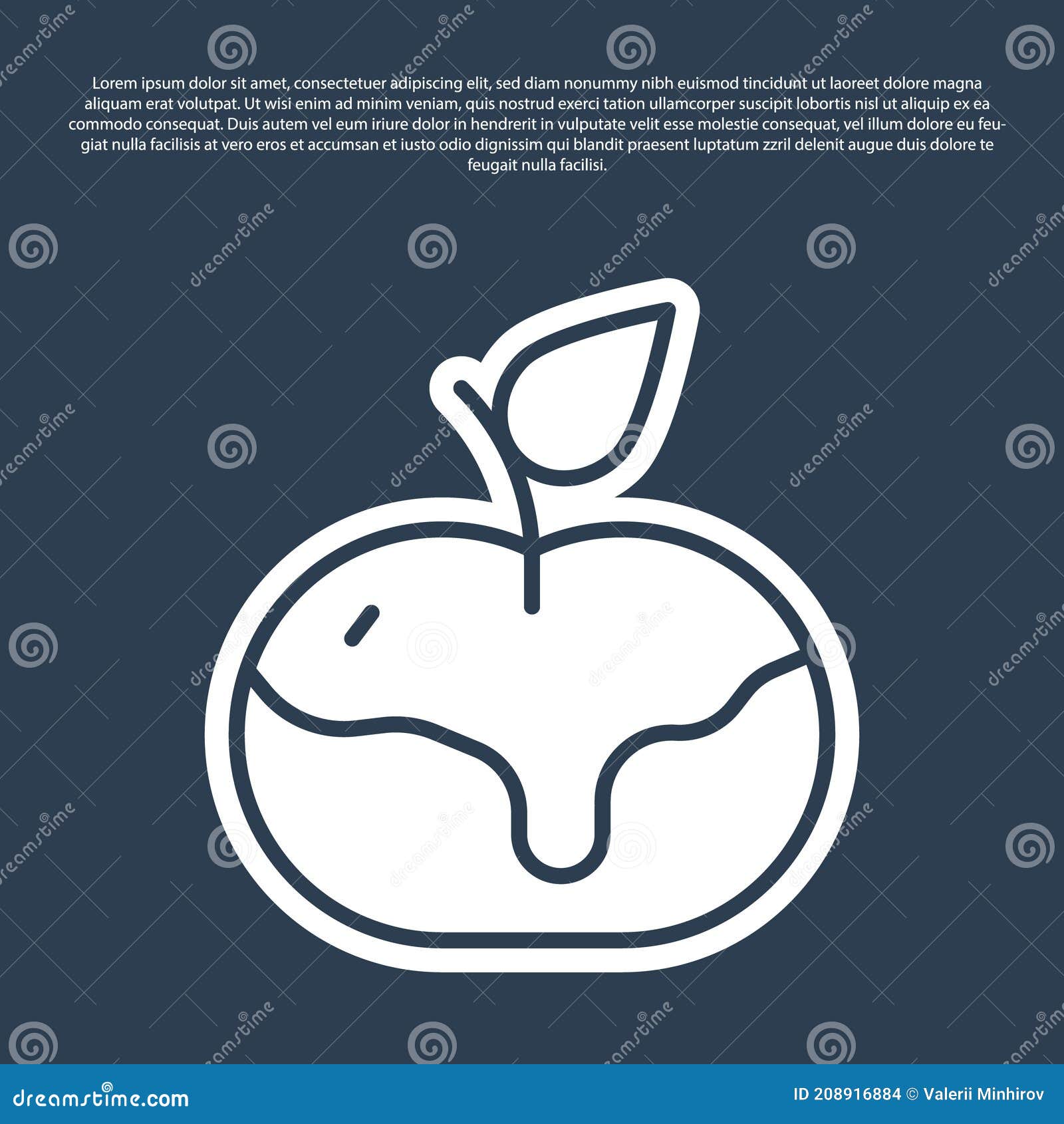 Blue Line Apple in Caramel Icon Isolated on Blue Background. Vector ...