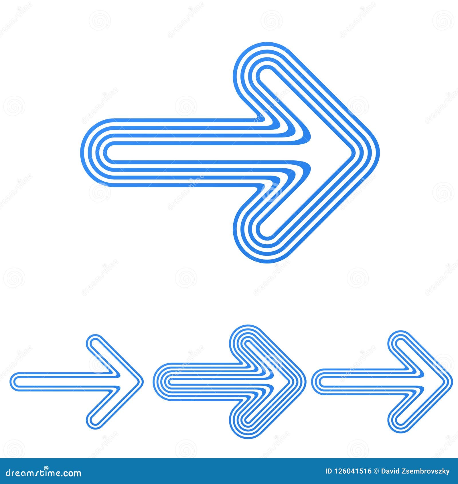 Blue Line Arrow Logo Design Set Stock Vector - Illustration of rounded ...