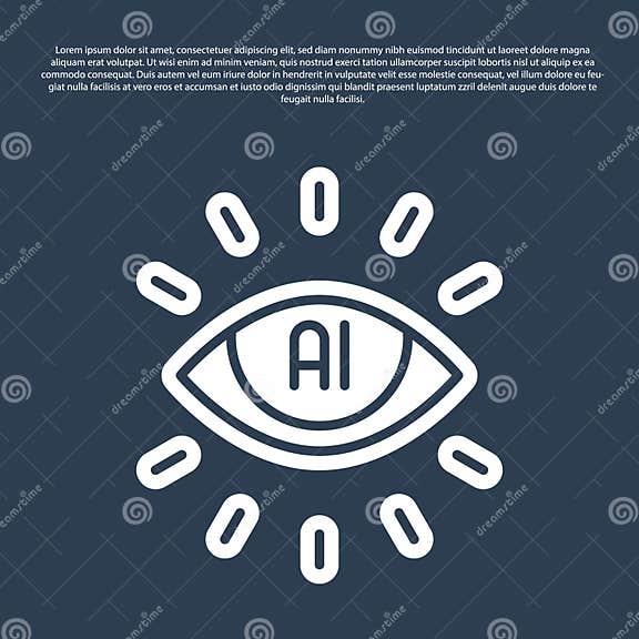 Blue Line Artificial Intelligence AI Icon Isolated on Blue Background ...