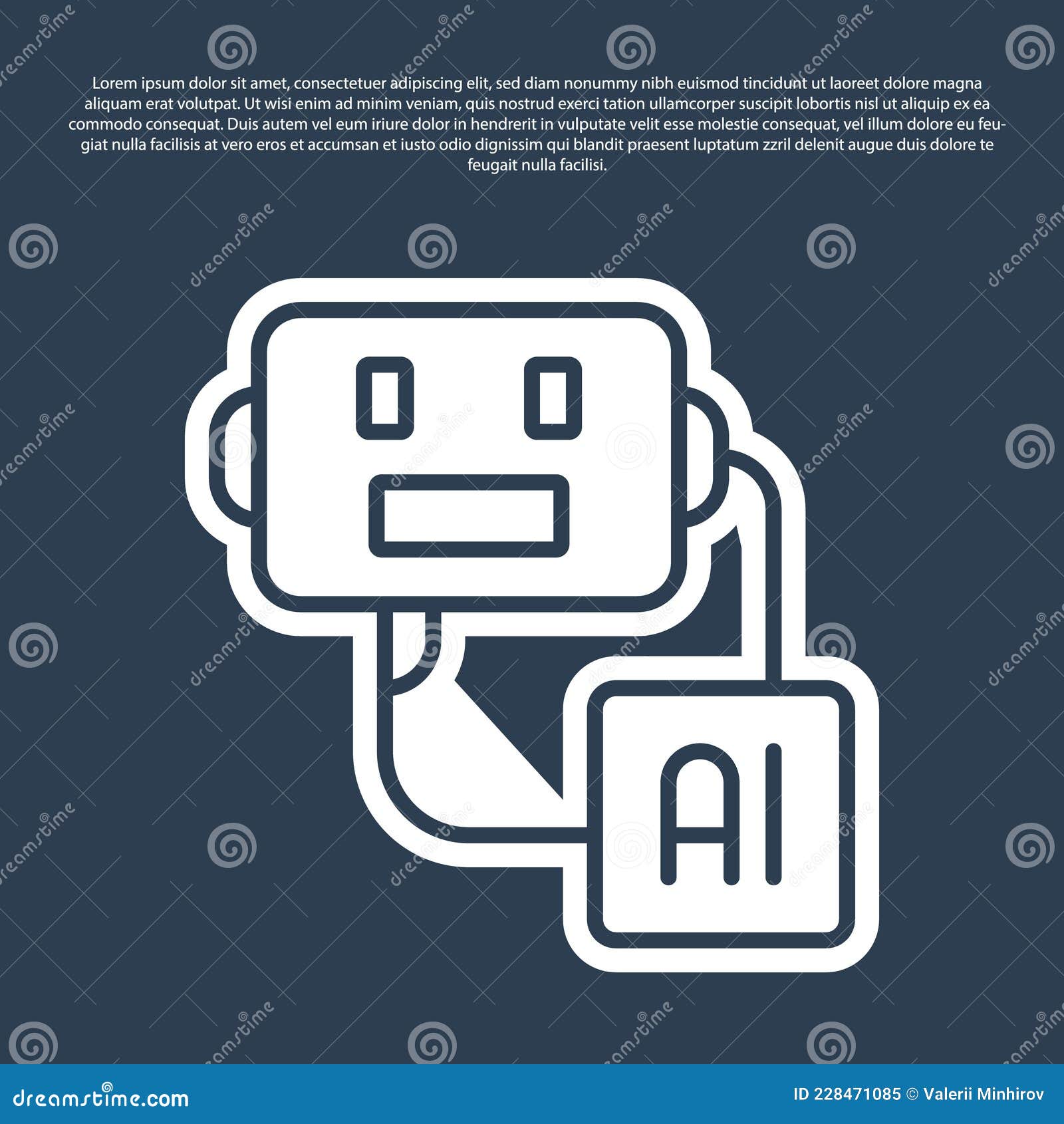 Blue Line Artificial Intelligence Robot Icon Isolated on Blue ...