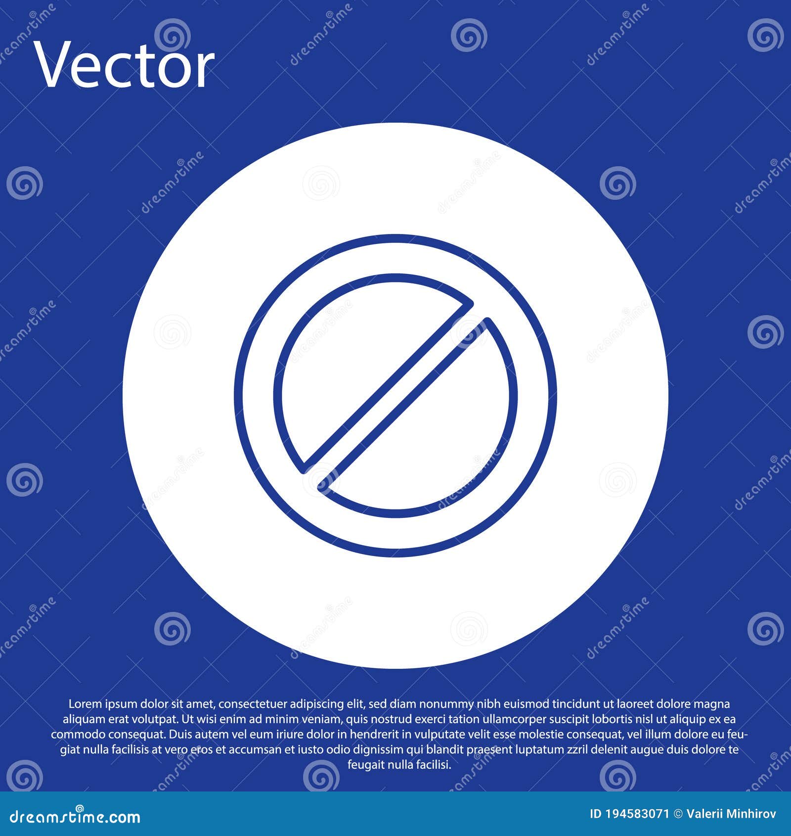 Blue Line Ban Icon Isolated on Blue Background. Stop Symbol. White ...
