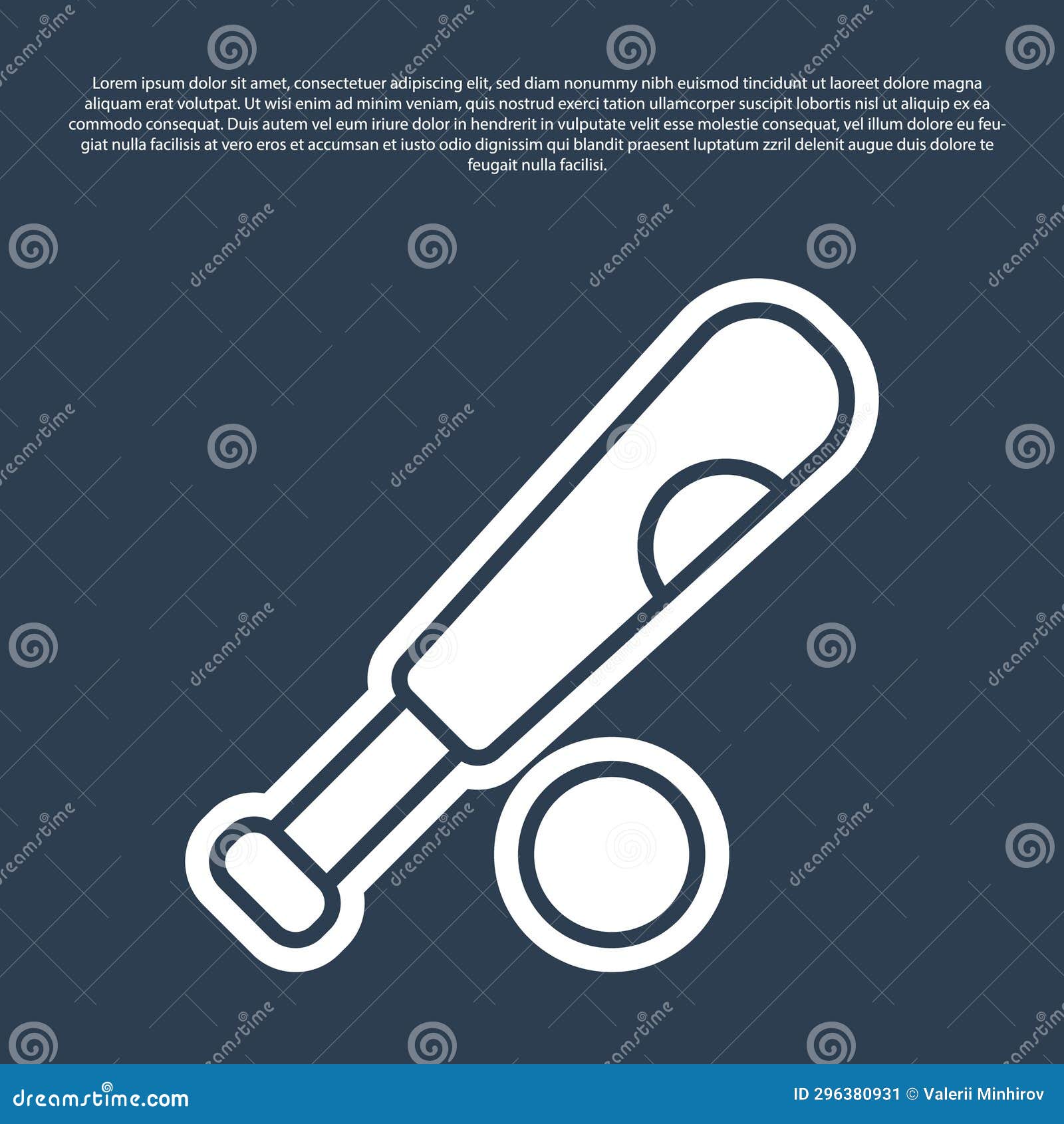 Blue Line Baseball Bat with Ball Icon Isolated on Blue Background ...