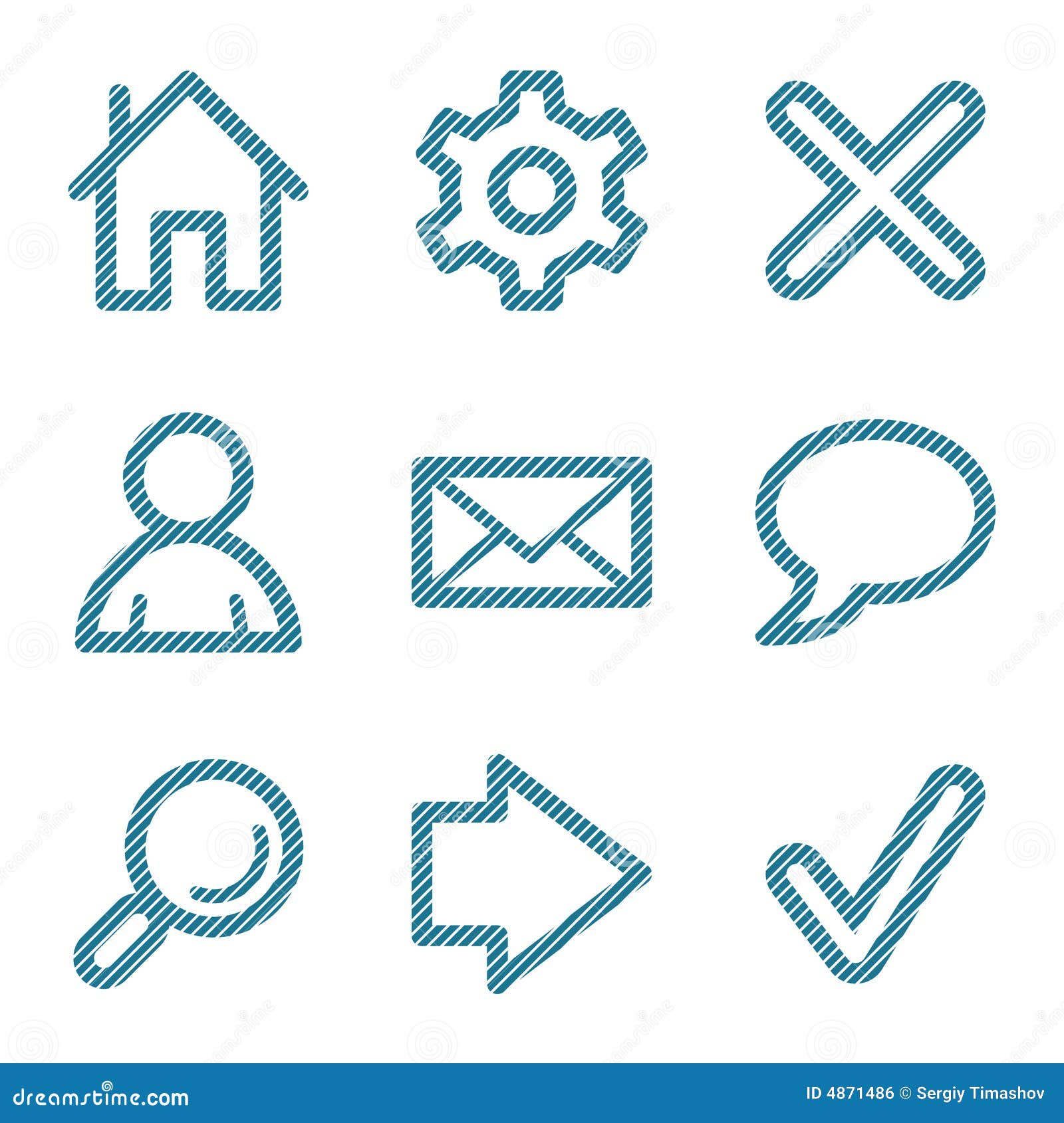 Blue line basic web icons stock vector. Illustration of control - 4871486