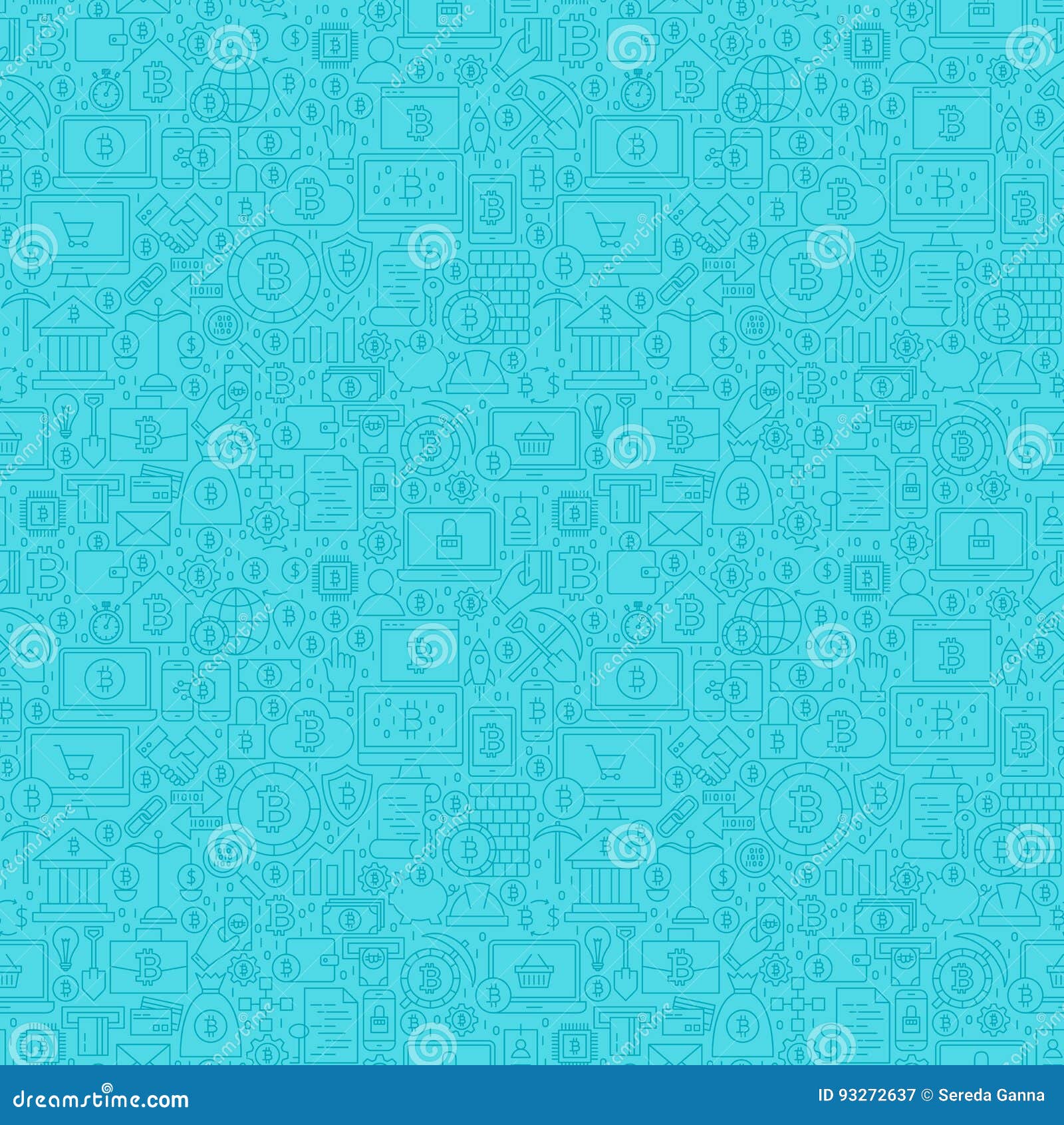 Blue Line Bitcoin Seamless Pattern Stock Vector - Illustration of card ...