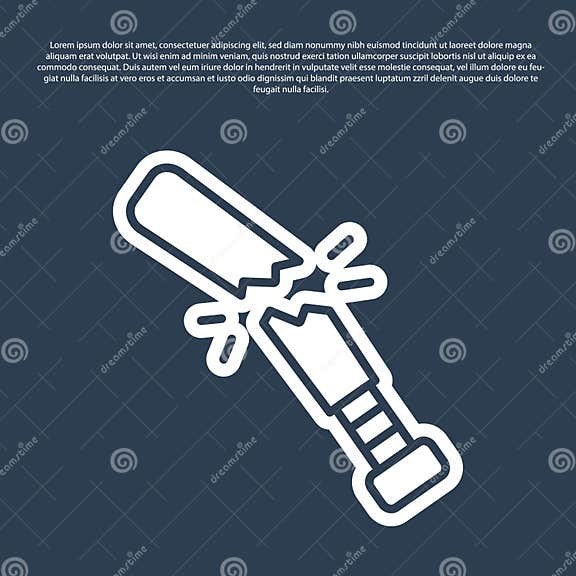 Blue Line Broken Baseball Bat Icon Isolated on Blue Background. Vector ...