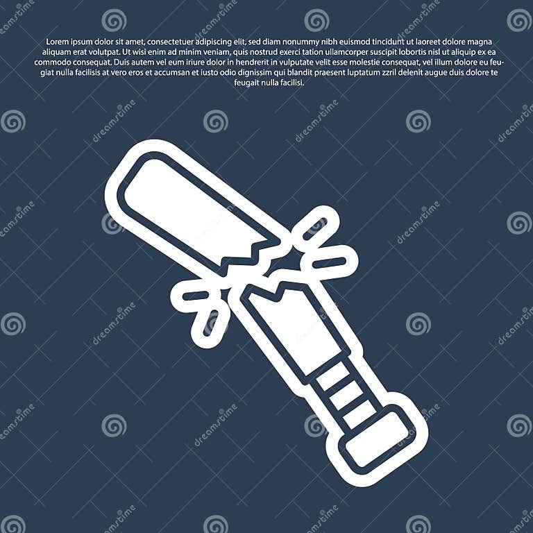 Blue Line Broken Baseball Bat Icon Isolated on Blue Background. Vector ...