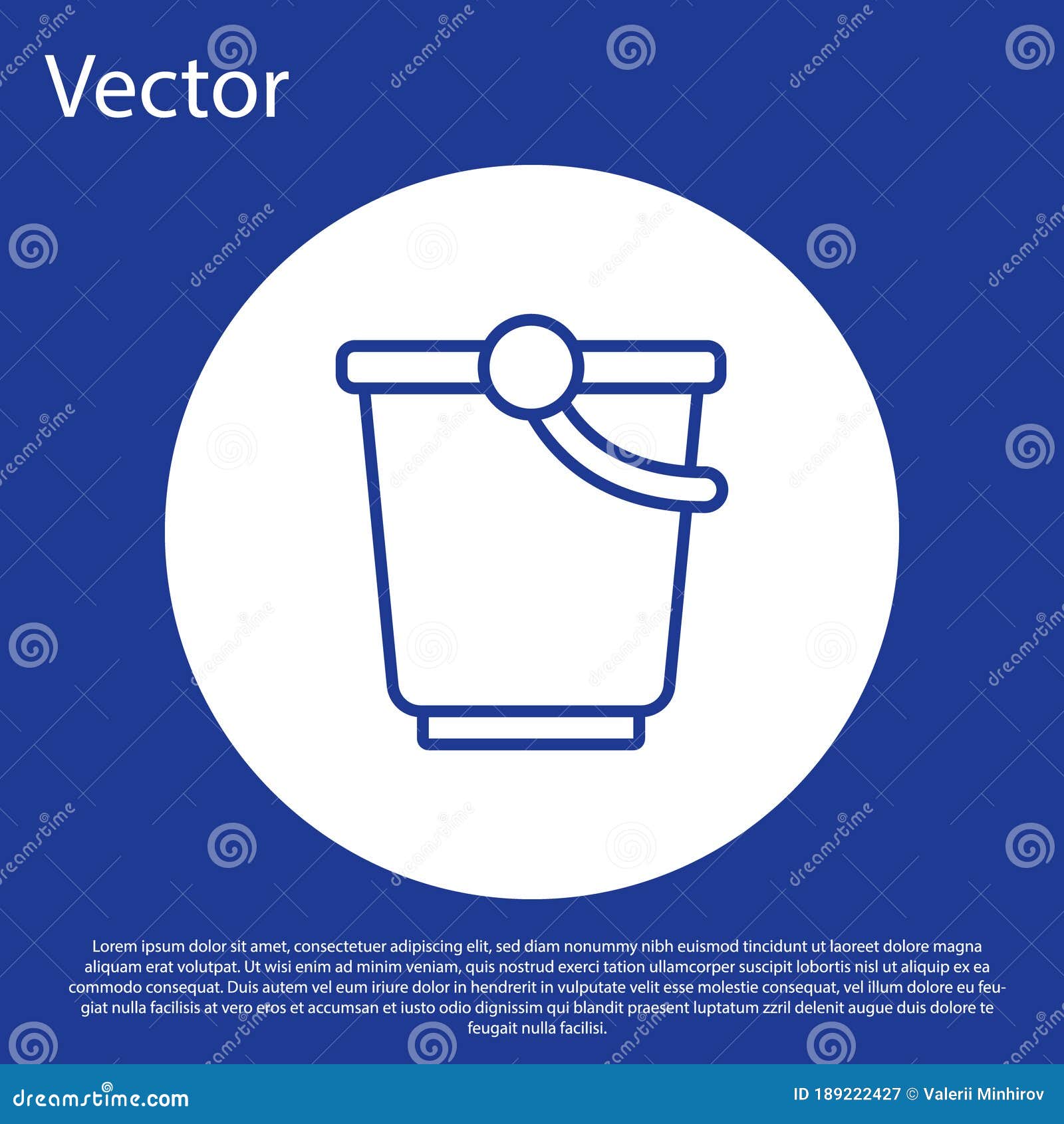 Blue Line Bucket Icon Isolated on Blue Background. White Circle Button ...