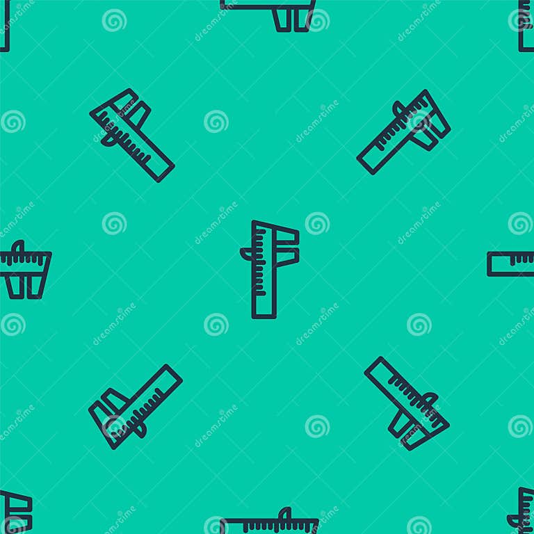 Blue Line Calliper or Caliper and Scale Icon Isolated Seamless Pattern ...