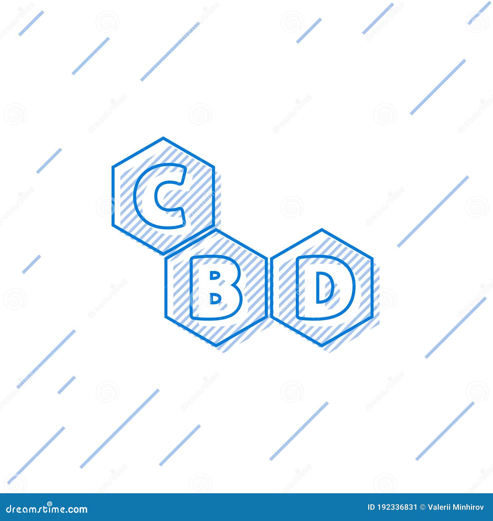 Blue Line Cannabis Molecule Icon Isolated on White Background ...