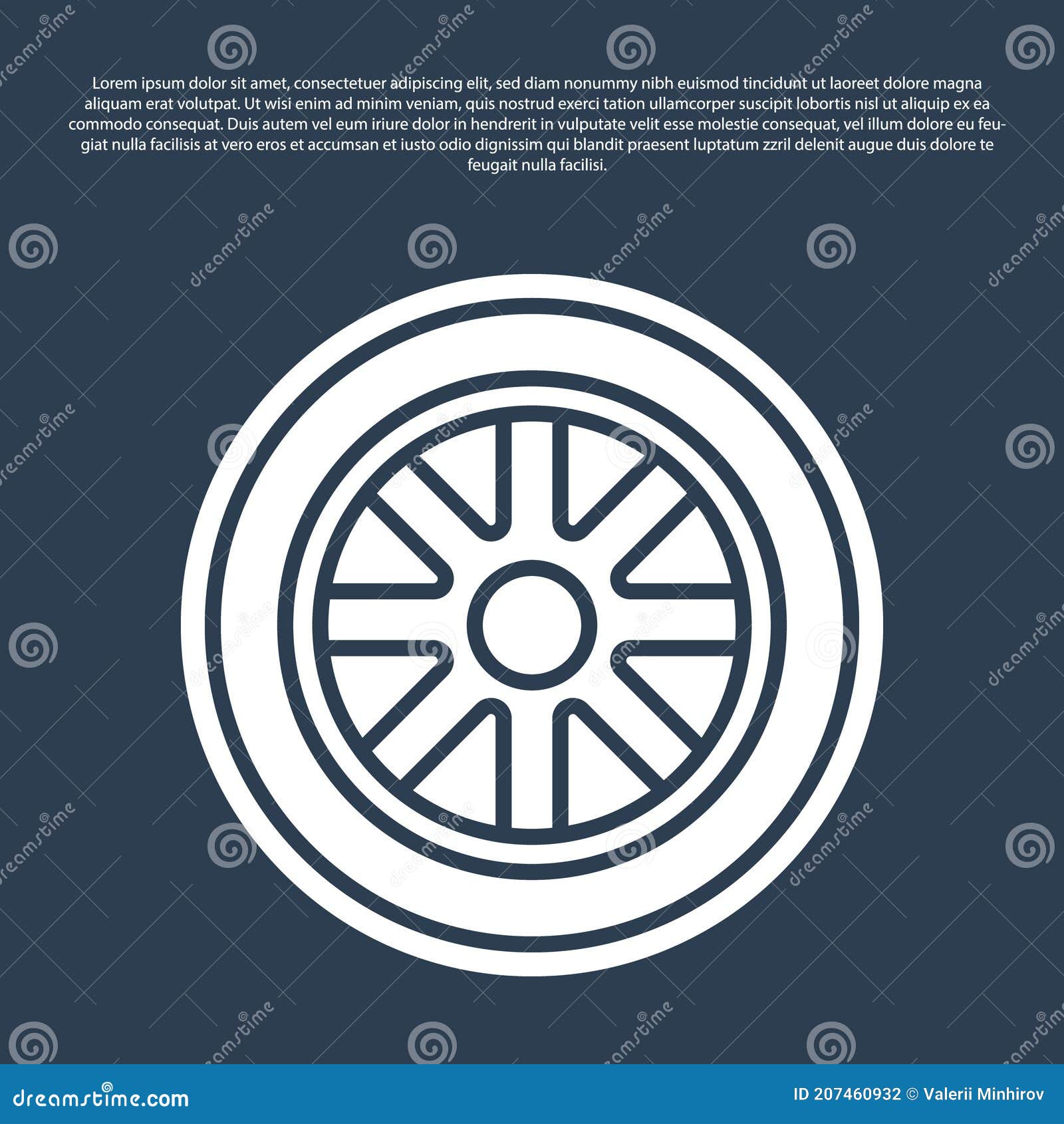 Blue Line Car Wheel Icon Isolated on Blue Background. Vector Stock ...