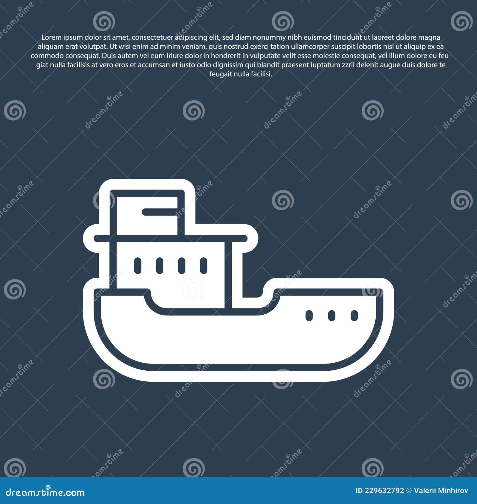 Blue Line Cargo Ship Icon Isolated on Blue Background. Vector Stock ...