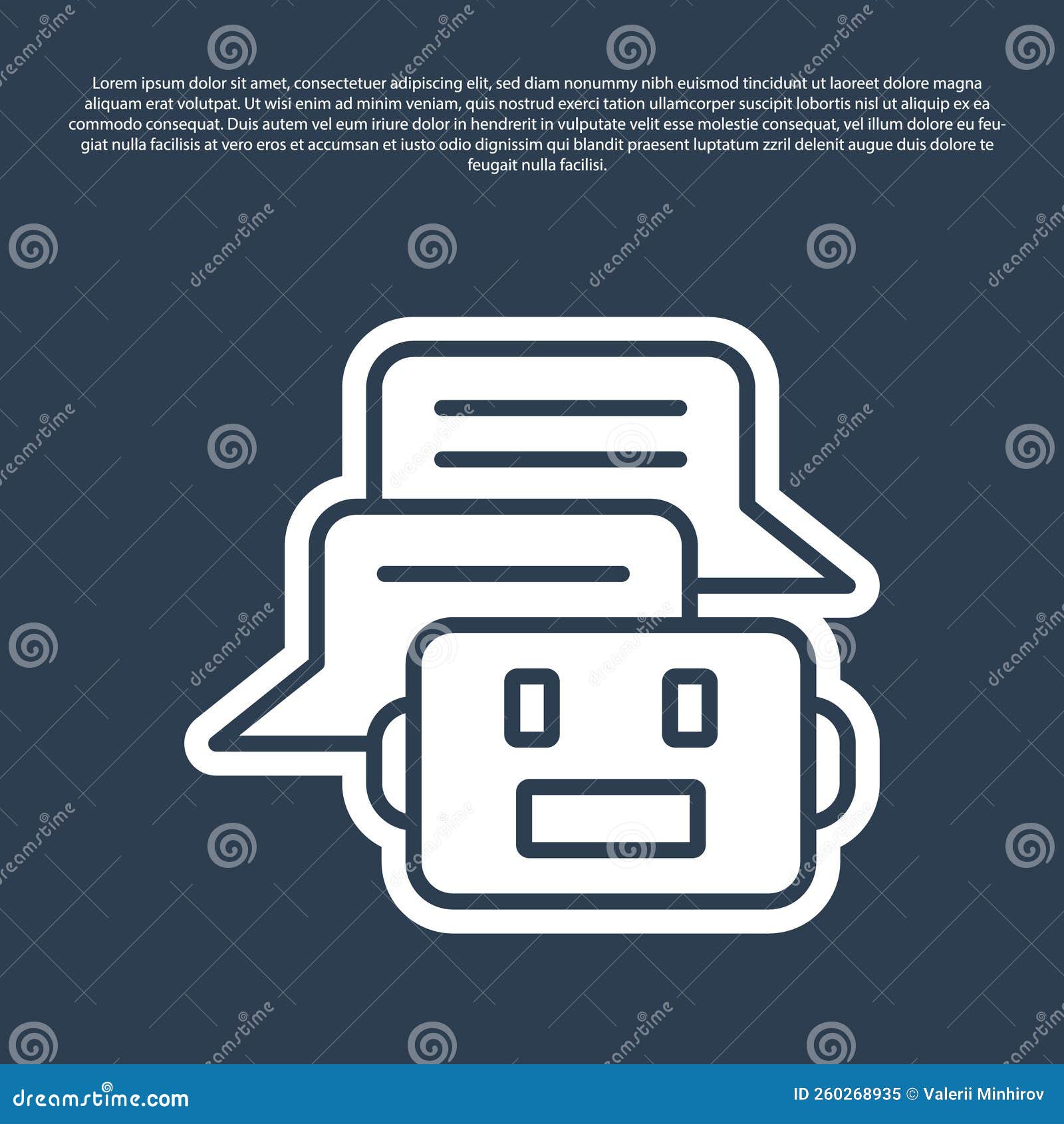 Blue Line Chat Bot Icon Isolated on Blue Background. Chatbot Icon Stock ...