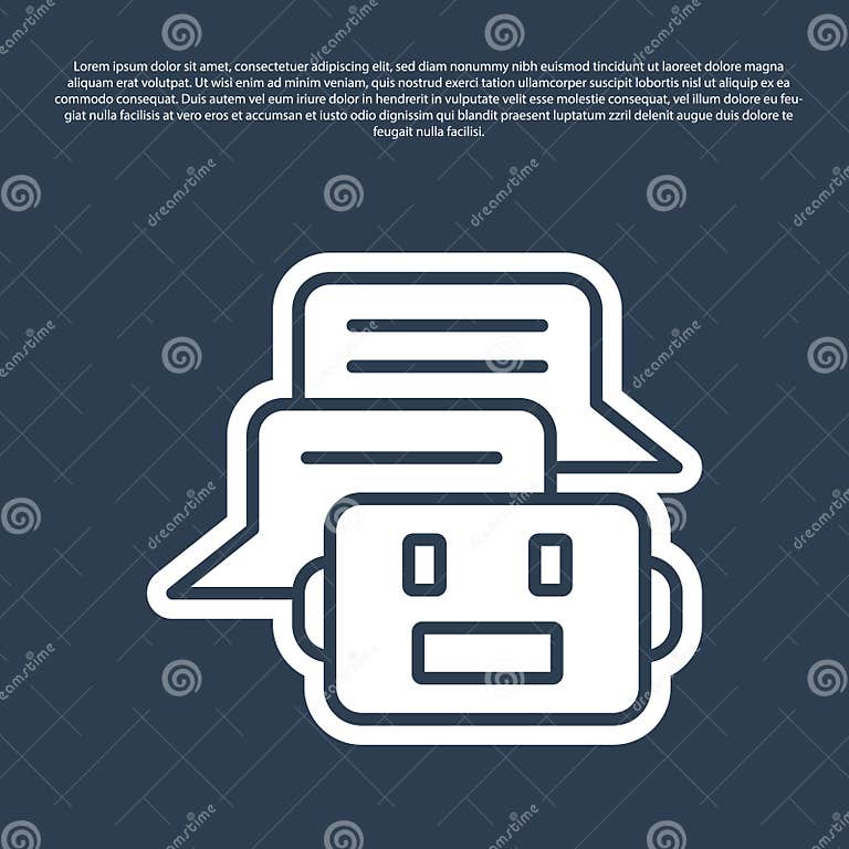 Blue Line Chat Bot Icon Isolated on Blue Background. Chatbot Icon Stock ...