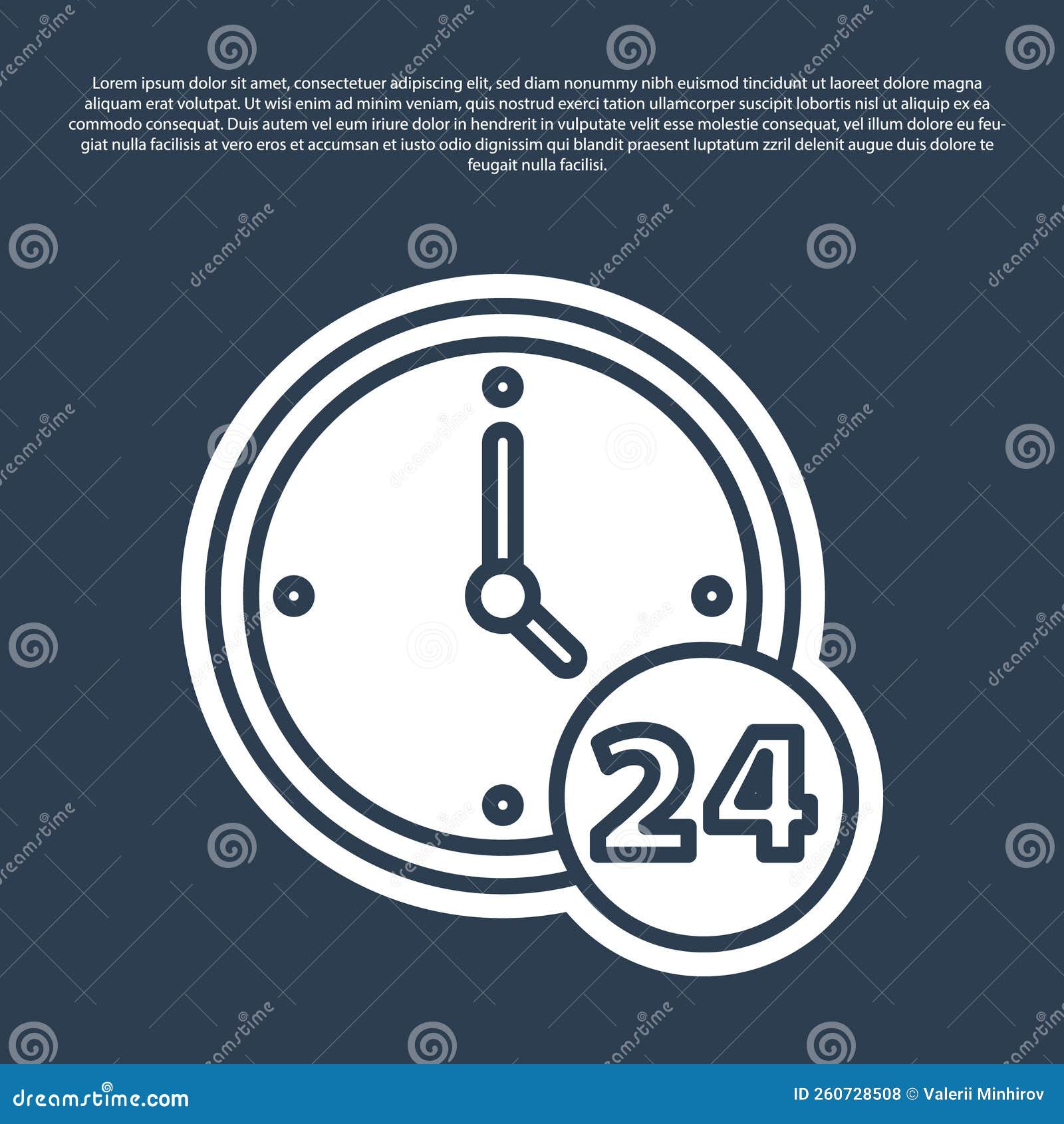 Blue Line Clock 24 Hours Icon Isolated on Blue Background. All Day ...