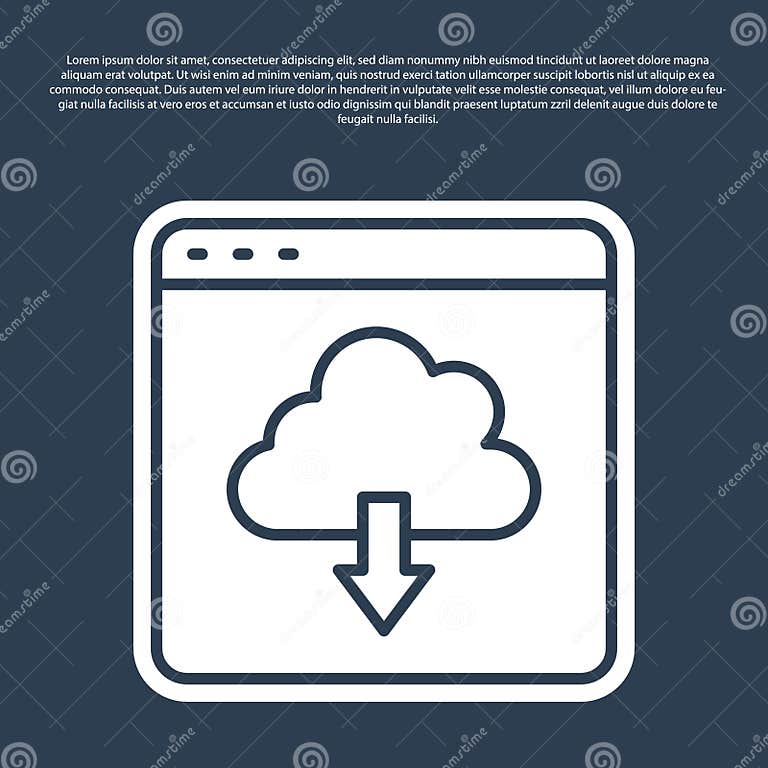 Blue Line Cloud Download Icon Isolated on Blue Background. Vector Stock ...