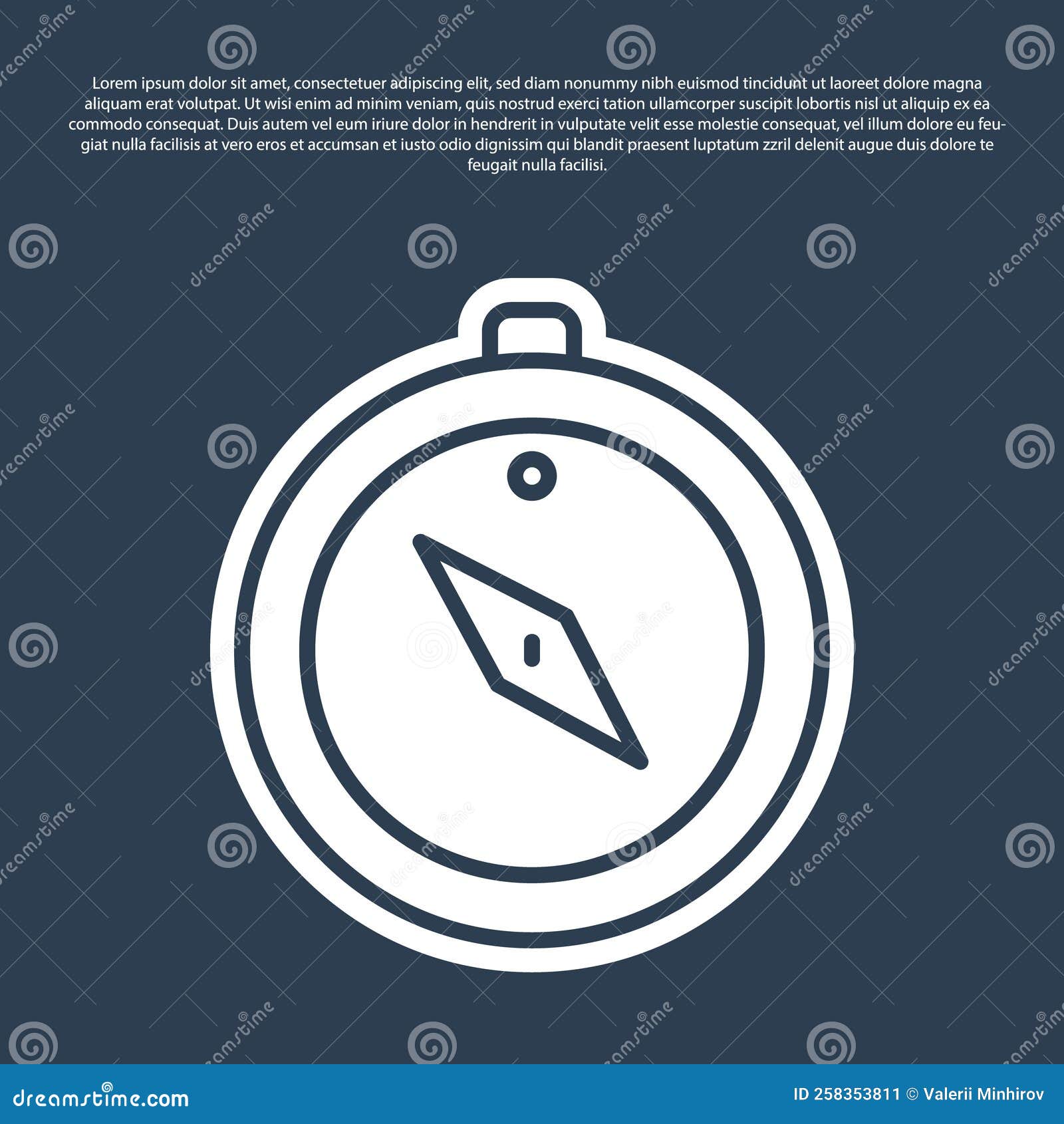 Blue Line Compass Icon Isolated on Blue Background. Windrose Navigation ...