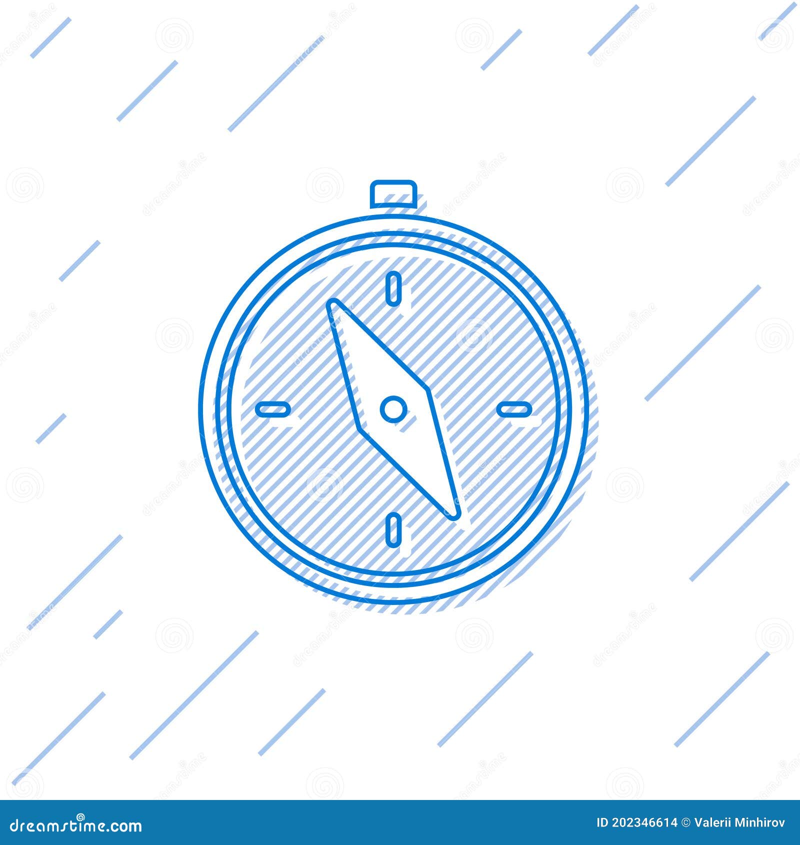 Blue Line Compass Icon Isolated On White Background Windrose