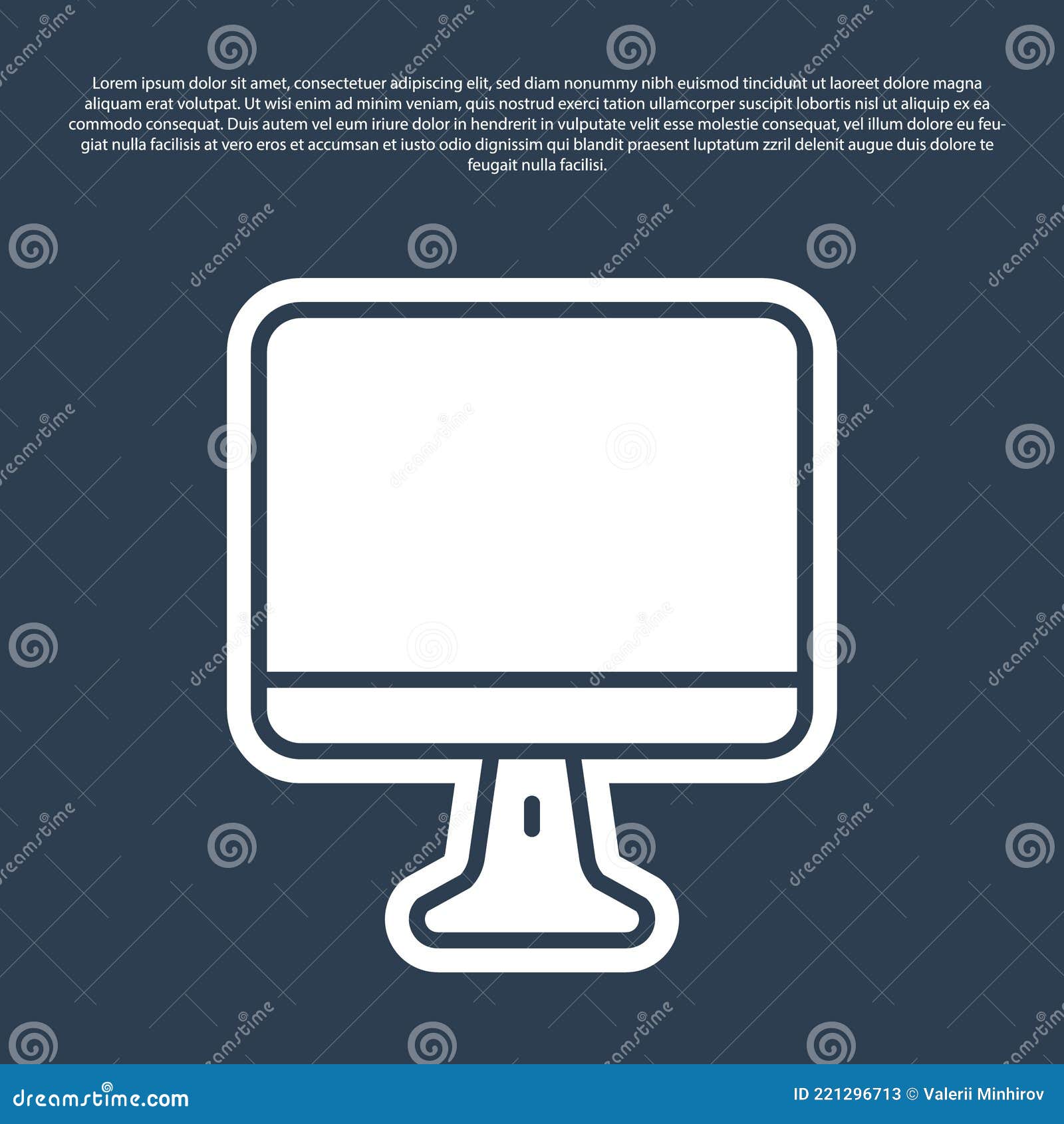Blue Line Computer Monitor Screen Icon Isolated on Blue Background ...