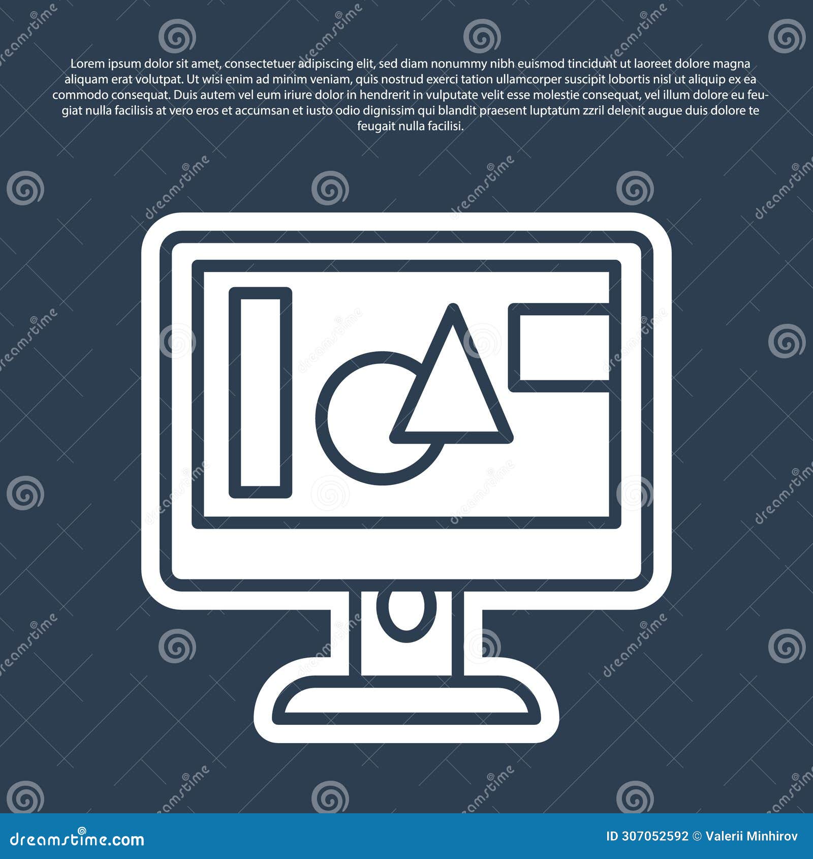 Blue Line Computer Monitor Screen Icon Isolated on Blue Background ...