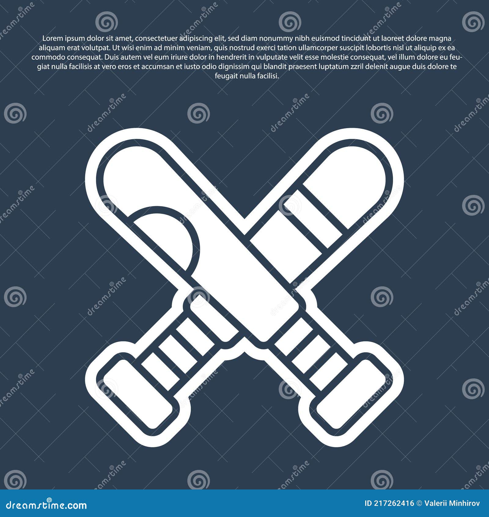 Blue Line Crossed Baseball Bat Icon Isolated on Blue Background. Vector ...