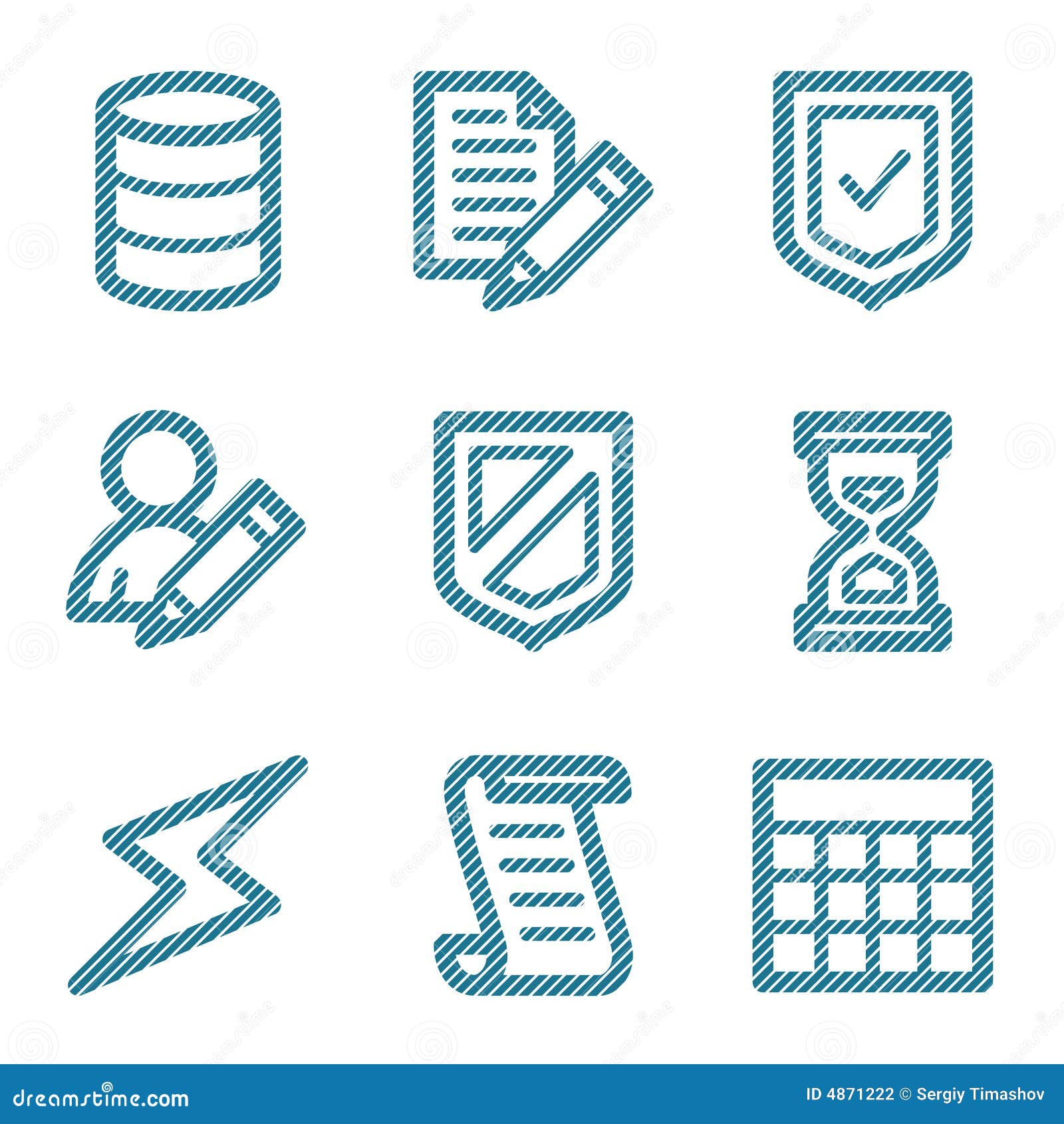 Blue line database icons stock vector. Illustration of computer - 4871222