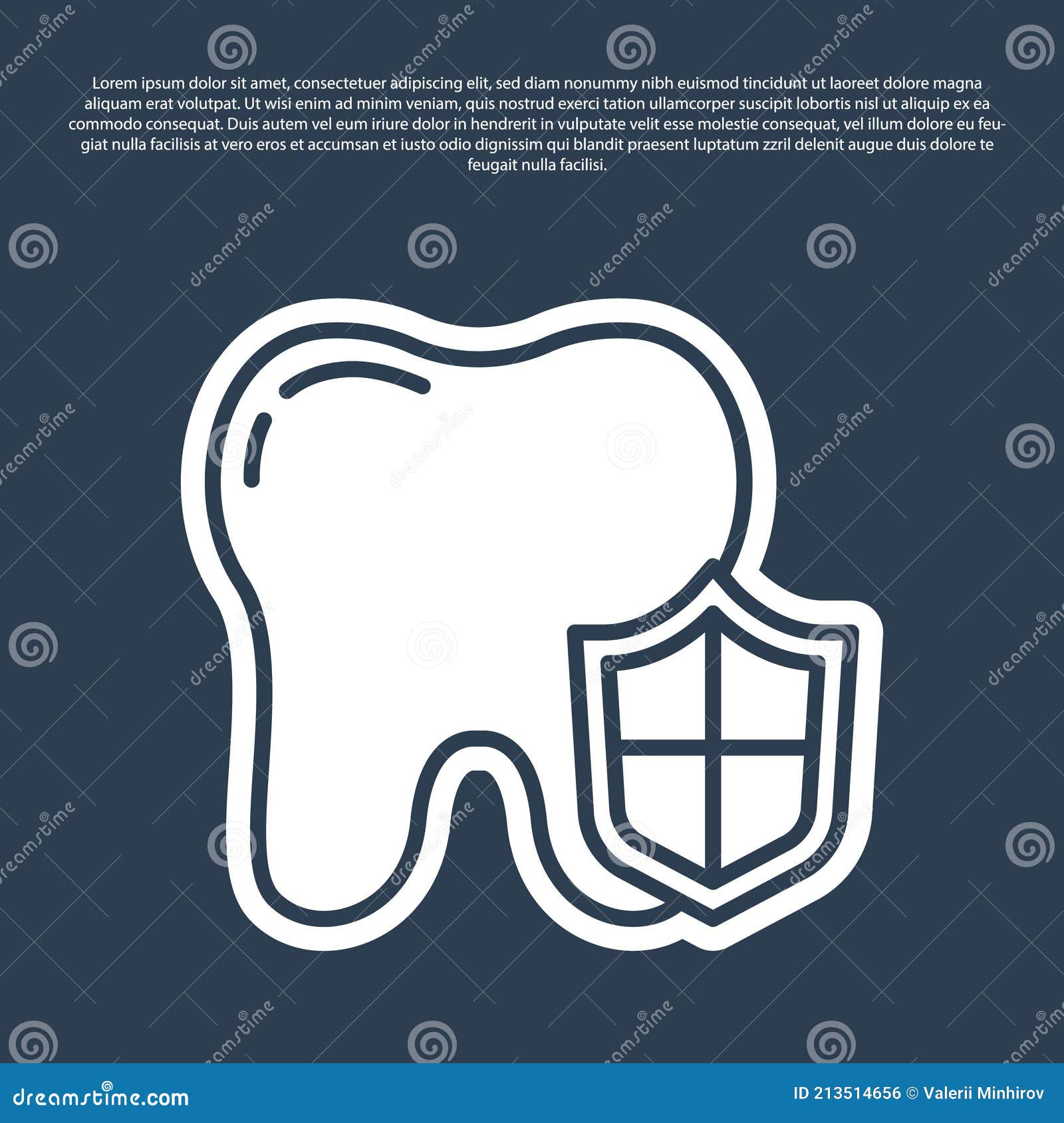 Blue Line Dental Protection Icon Isolated on Blue Background. Tooth on ...