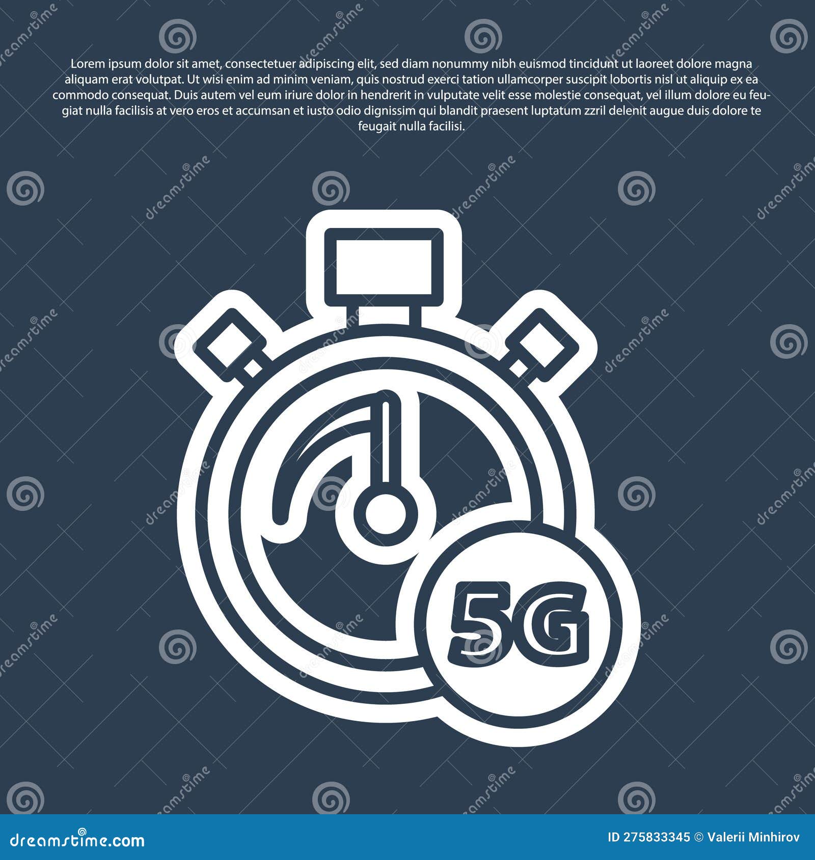Blue Line Digital Speed Meter Concept with 5G Icon Isolated on Blue ...