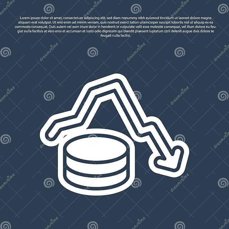 Blue Line Dollar Rate Decrease Icon Isolated on Blue Background. Cost Reduction. Money Symbol ...