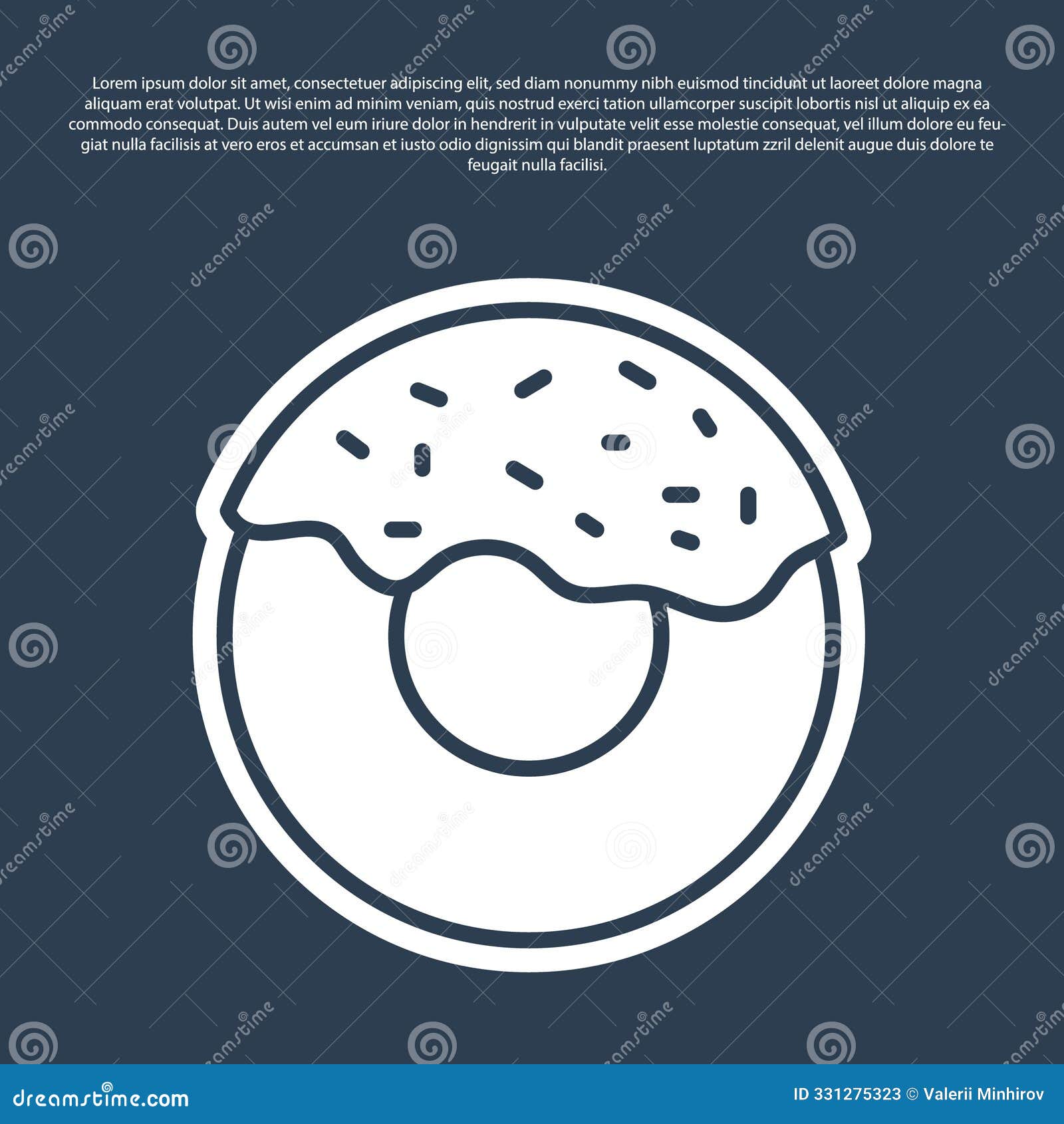 Blue Line Donut with Sweet Glaze Icon Isolated on Blue Background ...