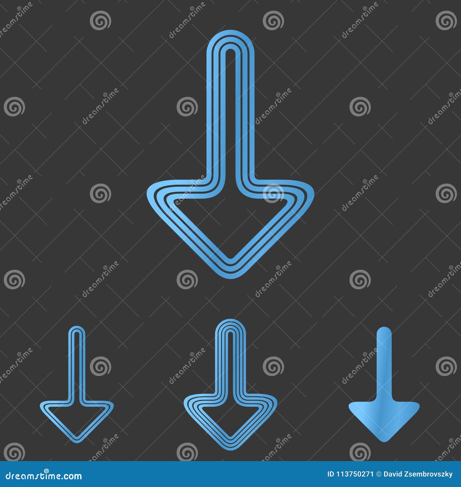 Blue Line Down Logo Design Set Stock Vector - Illustration of economy ...