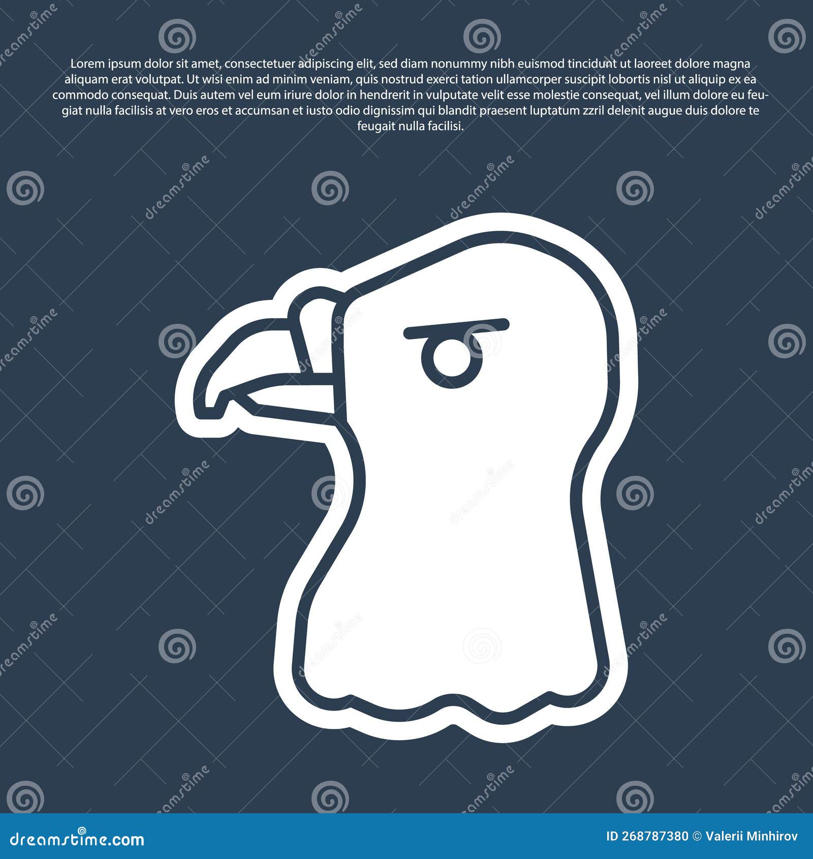 Blue Line Eagle Head Icon Isolated on Blue Background. Vector Stock ...
