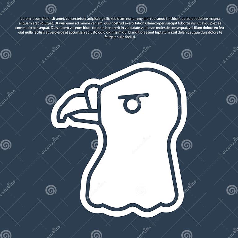 Blue Line Eagle Head Icon Isolated on Blue Background. Vector Stock ...